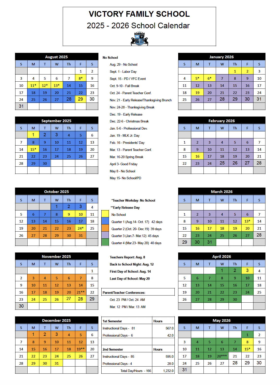 2025 – 2026 VFS Calendar | Victory Family School