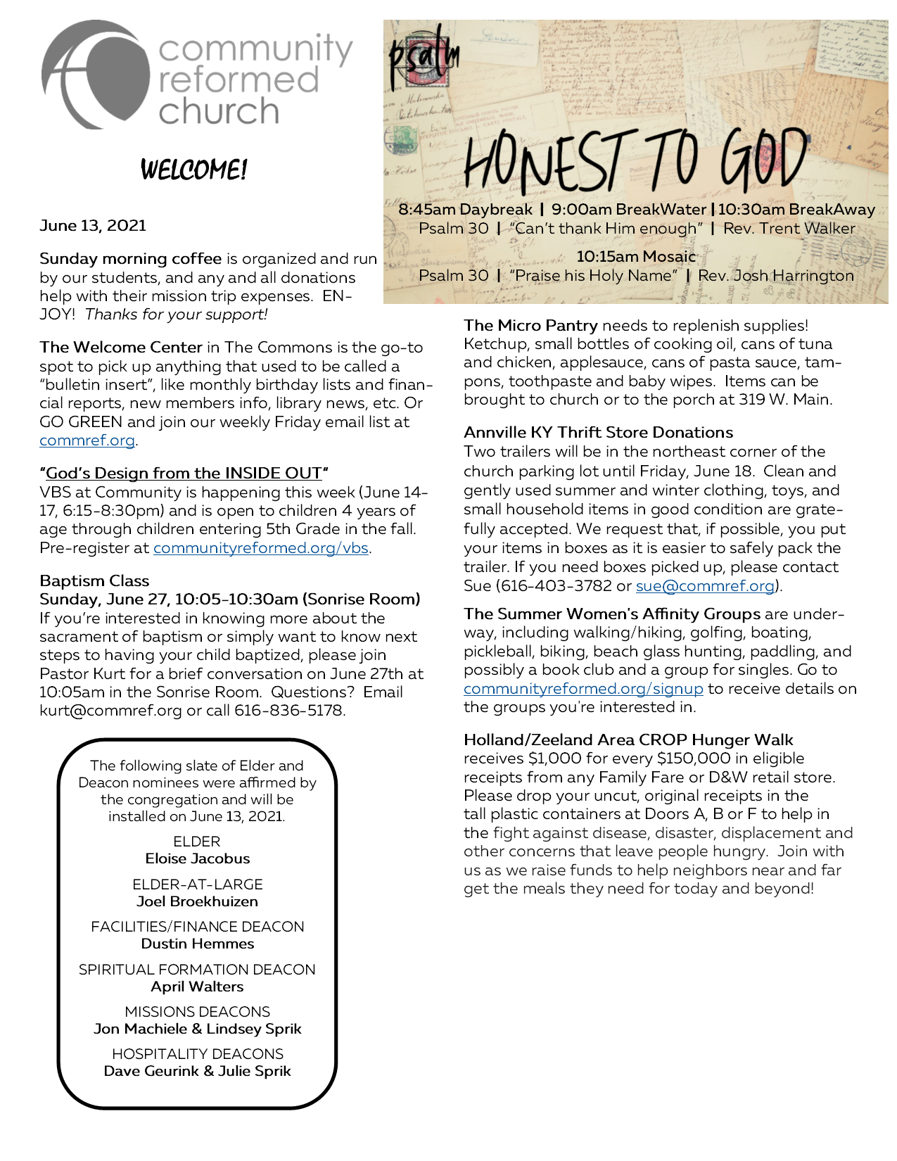 Bulletin | Community Reformed Church
