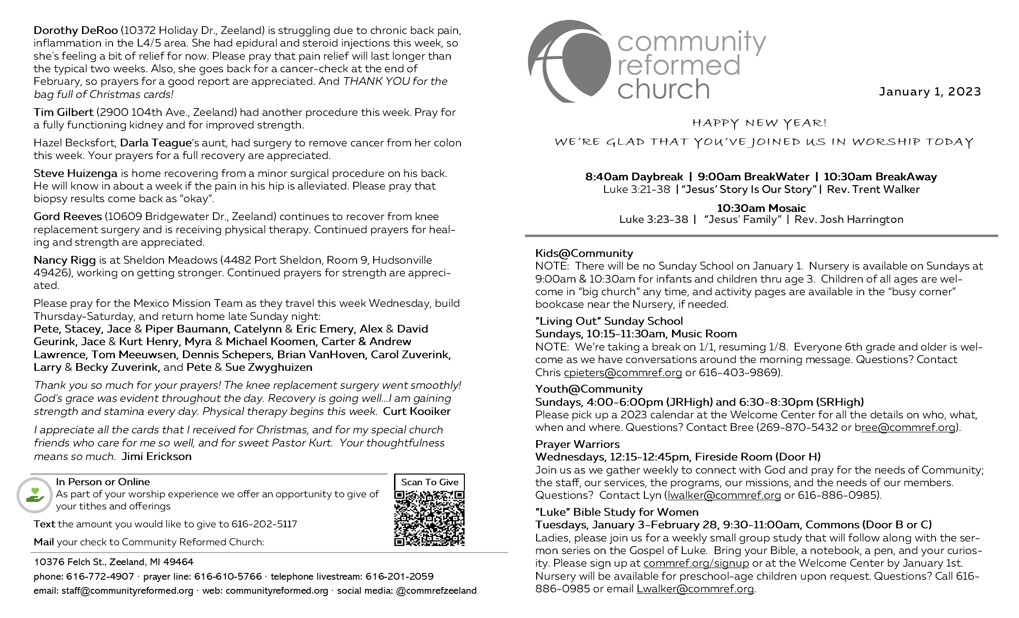 Bulletin | Community Reformed Church
