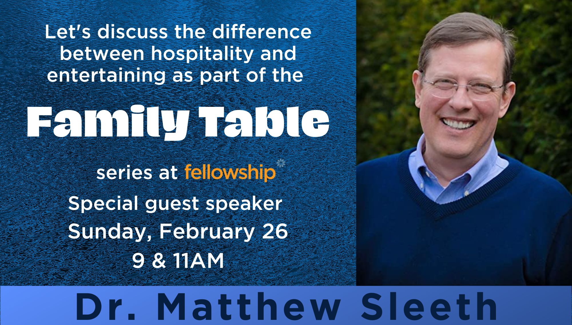 Guest Speaker Dr. Matthew Sleeth | Fellowship