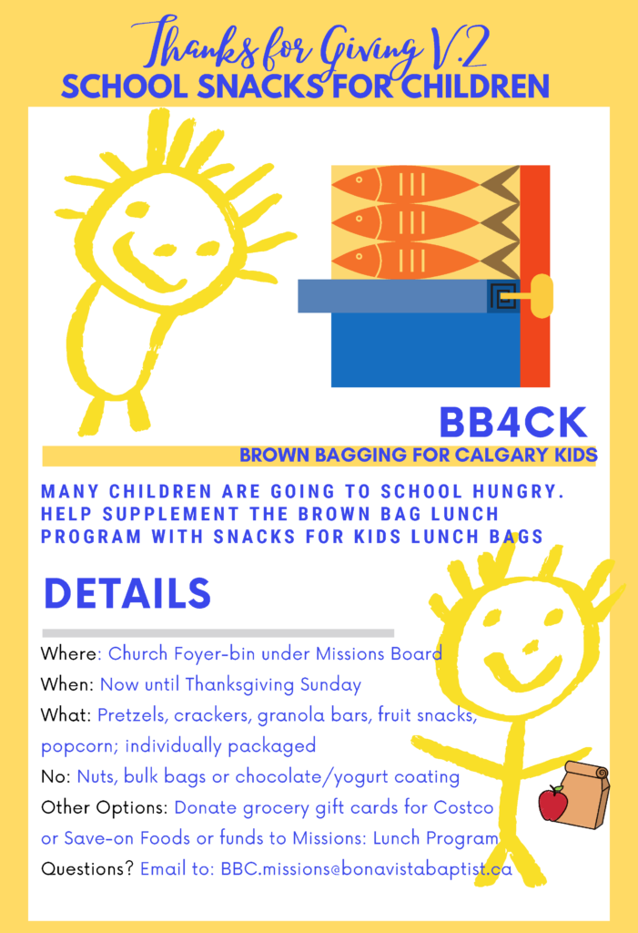 Brown Bagging for Calgary’s Kids | Bonavista Baptist Church