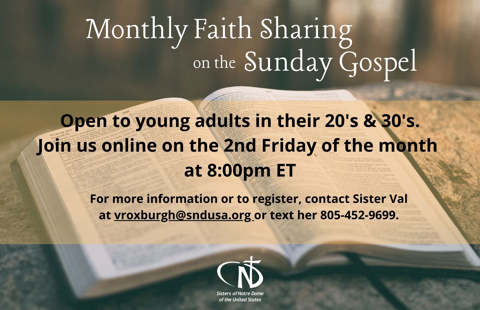 Sisters of Notre Dame’s Online Young Adult Faith-Sharing Group | Prince ...