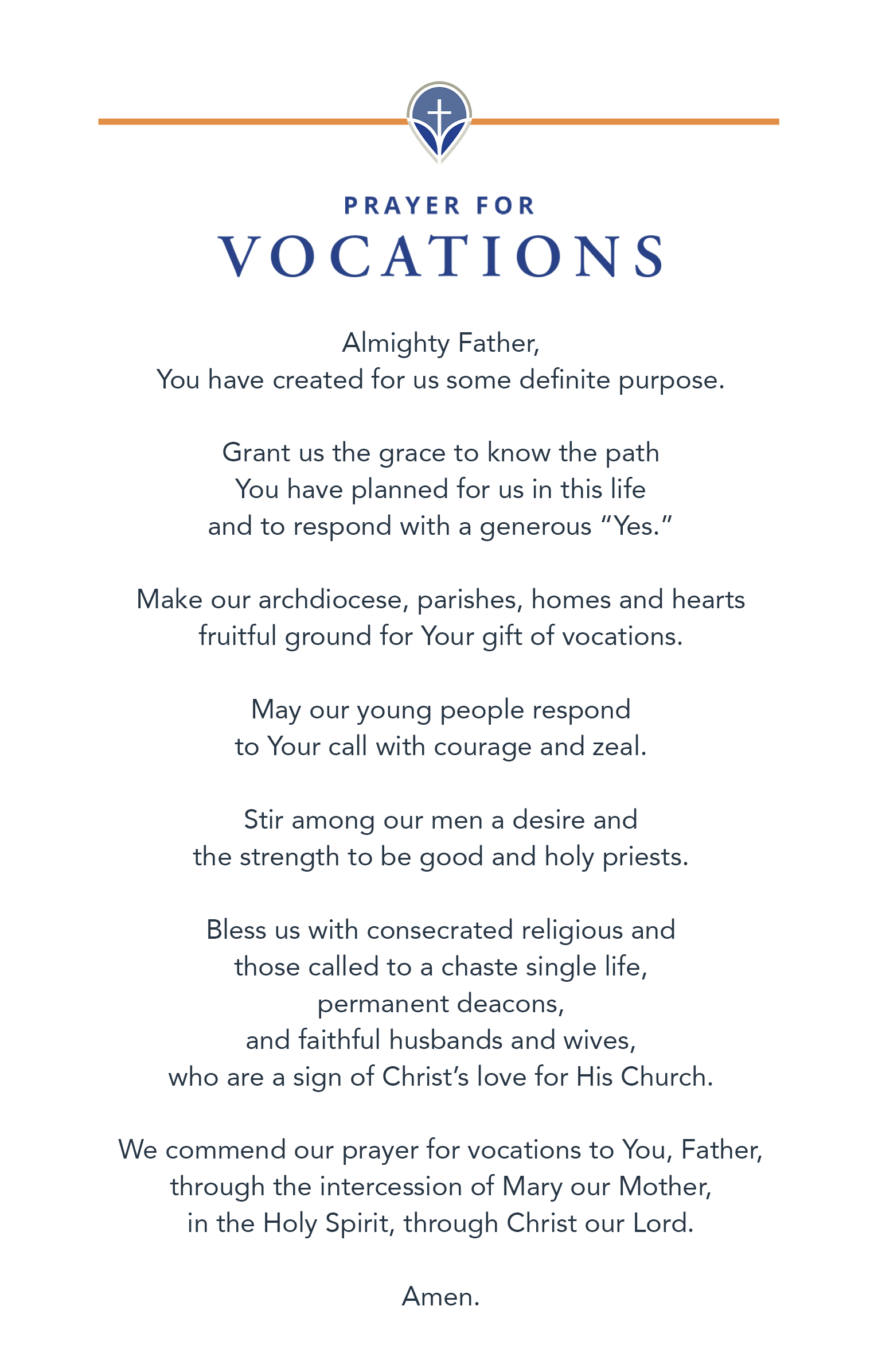 World Day of Prayer for Vocations | Prince of Peace Catholic Community