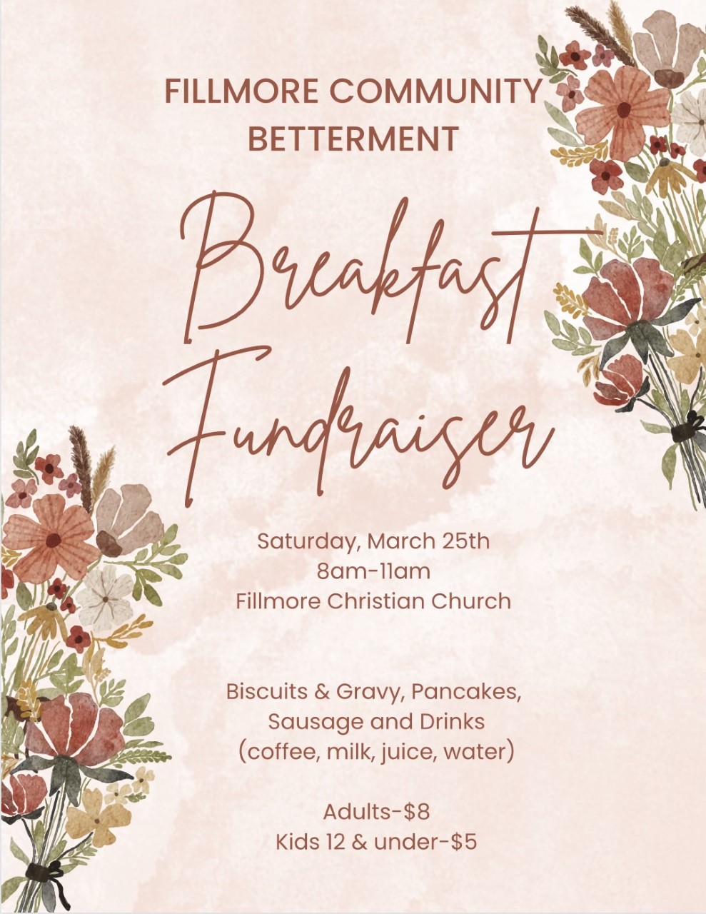 Fillmore Community Betterment Breakfast Fundraiser